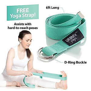 URBNFit Yoga Wheel - 12-Inch Roller Designed for Stretching & Flexibility to Help Back Aches & Tension - Made w/Durable Materials & Soft Foam Padding, Yoga Strap Included