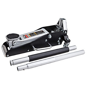 Torin TAM815016L Hydraulic Low Profile Aluminum and Steel Racing Floor Jack with Dual Piston Quick Lift Pump, 1.5 Ton (3,000 lb) Capacity, Black