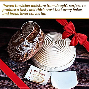 9 Inch Bread Banneton Proofing Basket - Baking Bowl Dough Gifts for Bakers Proving Baskets for Sourdough Bread Scraper Tool Starter Proofing