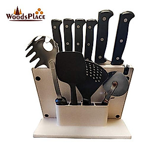 KnifeMaster Magnetic Knife Block | Multifunctional Knife Stand with Knife Sharpener | Detachable Cutting Board | Utensil Holder | Durable and Sturdy Magnetic Knife Holder