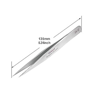 Precision Tweezers, Stainless Steel Pointed Tweezers for Craft, Electronics, Soldering, Medical and Experimental Work, Jewelry-Making, Industrial Tweezers, by TOWOT
