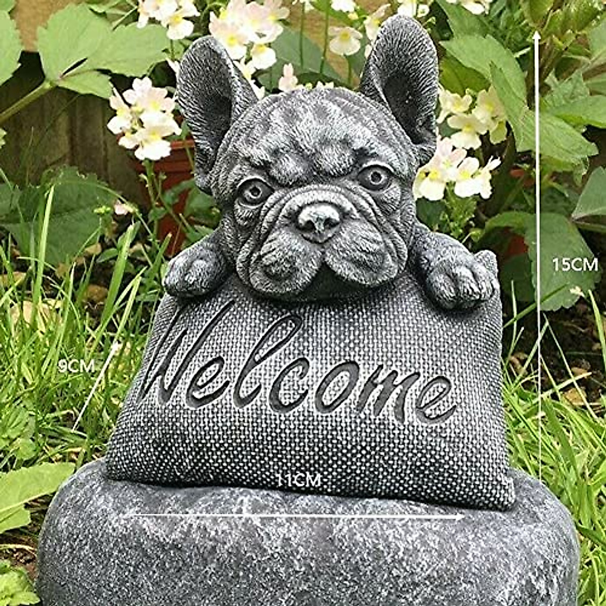 EKDJKK Bulldog Resin Statue, Animal French Bulldog Ornament Figurine Sculpture, Garden Decoration Porch Lawn Welcome Statue for Indoor & Outdoor, Home, Office, Lawn, Patio