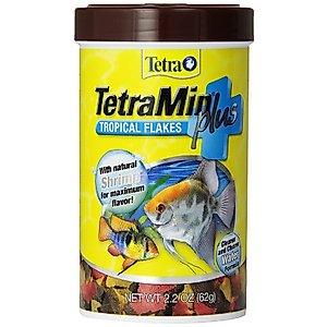 Tetra TetraMin Plus Tropical Flakes 2.2 Ounces, Nutritionally Balanced Fish Food, With Added Shrimp