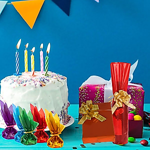 CMFYHM 7 Rolls Colored Cellophane Wrap Roll (34 in x 16.4 ft x 7 Colors) Extra Wide Cellophane Roll Transparent Color Cellophane Gift Wrapping for Gift Baskets,Flowers, DIY Craft,Baby Shower,