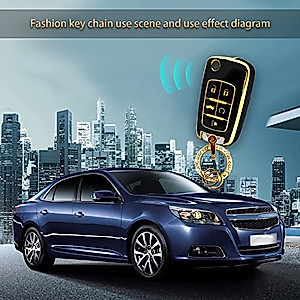 Compatible with Chevy Key Fob Cover with Keychain Lanyard, Soft TPU Keys Shells Replacement for Chevrolet Buick Camaro Cruze Equinox Malibu Impala Spark Sonic GMC-Black