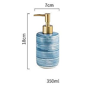 Soap Dispenser Soap and Lotion Dispenser Ceramic Soap Dispenser 350ML Lotion Bottle Bathroom Kitchen Shampoo Soap Bath Gel Separately Bottled Bathroom Soap Dispenser(Color:C)