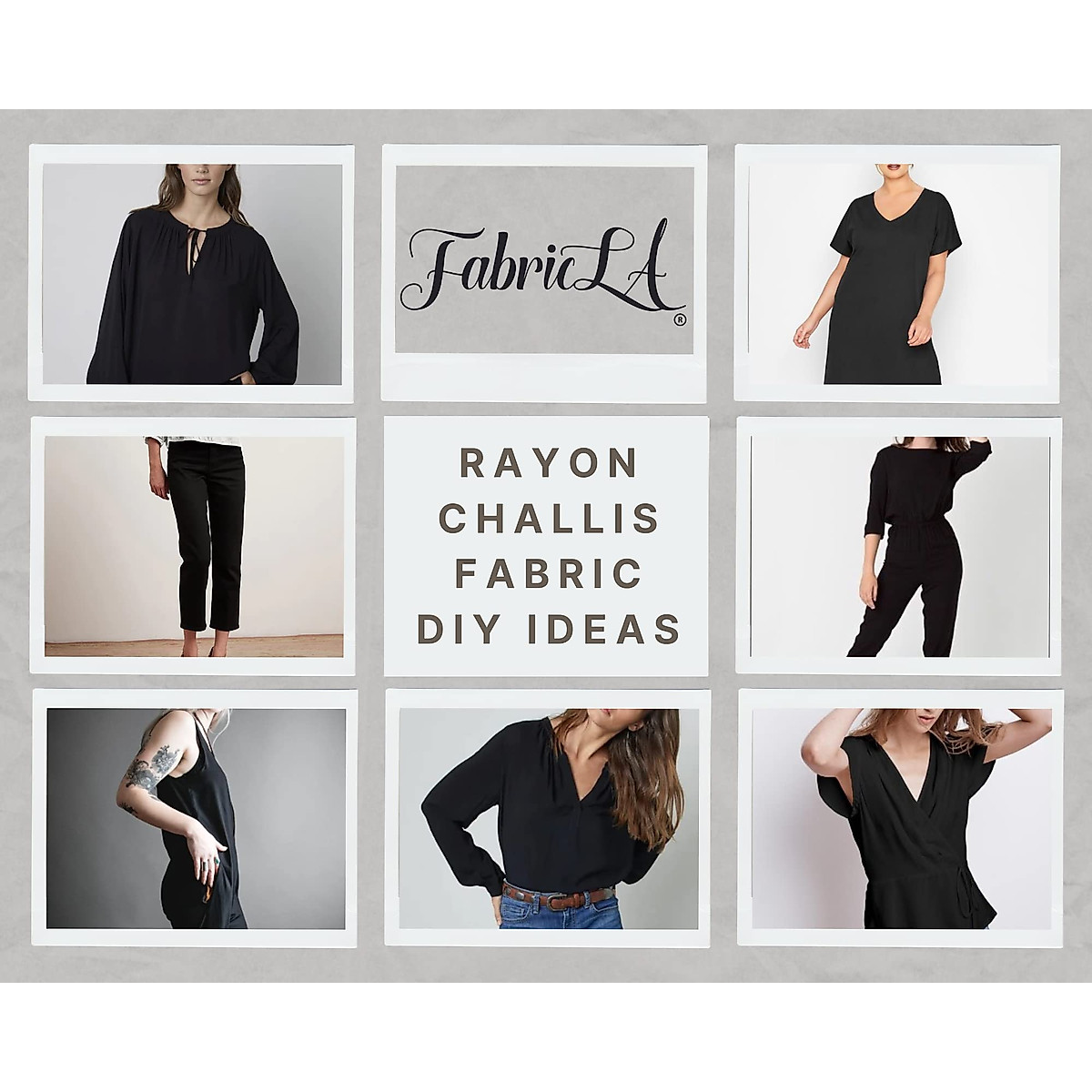 Rayon Challis Fabric by The Yard - 60" Inches Wide - Lightweight Rayon Fabric - Use Rayon Fabric by The Yard for Lounge Wear, Jumpsuits, Pajamas, and Skirts - Black, 2 Continuous Yards