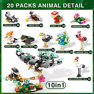 Sawaruita Party Favors for kids-20 Packs Fun Bird Building Blocks Sets Classroom Prizes-Birthday Goodie Bags Stuffers for Kids-Mini Animal Building Blocks Toys for Ages 6+ Boys & Girls Gifts（20in 2）