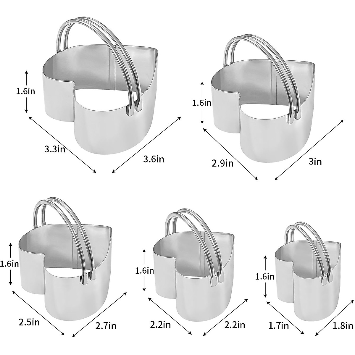 ALLTOP Biscuit Cutters with Handle, Stainless Steel Cookie Cutter, Professional Baking Essential Tools for Pastry, Scone, Donut - Heart Shaped