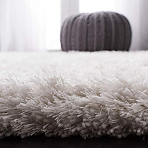 Safavieh Atlantic Shag Collection 8' x 10' Ivory ATG101A Handmade Solid 1.2-inch Thick Area Rug