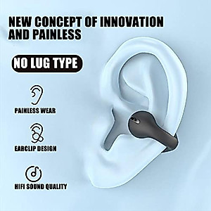 Wireless Ear Clip Bone Conduction Headphones Bluetooth Open Ear Headphones Wireless Ear Clip Bone Conduction Headphones Bluetooth for Cycling Driving Running Sports Workout