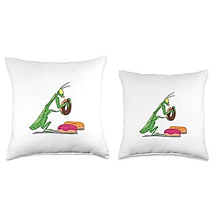 Invertebrates Praying Mantis Donuts Praying Mantis Prefers to eat Donuts Throw Pillow, 16x16, Multicolor