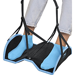 Everlasting Comfort Airplane Footrest - Ergonomic Adjustable Foot and Heel Hammock - Memory Foam Portable Air Plane Flying Travel Foot Rest - Long Airplane Flight Accessories for Feet (Black)