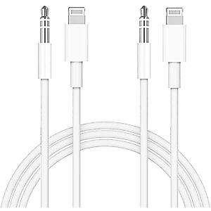 [Apple MFi Certified] iPhone AUX Cord for Car Stereo, Assrid 2 Pack Lightning to 3.5mm Audio Cable Compatible for iPhone 12/11/XS/XR/X/iPad/iPod to Speaker/Home Stereo/Headphone, Support iOS 14(White)