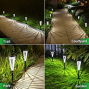 DOMIDAR Solar Garden Lights 12-Pack,Solar Powered Outdoor Patio Pathway Walkway Lights Stake - Landscape Path Lights with Umbrella Pattern for Driveway Lawn Yard Front Porch Decor Warm/White Switch…