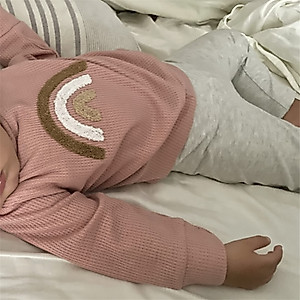 Kulcerry Infant Baby Boy Girl Rainbow Sweatshirt Crewneck Pullover Sweater Long Sleeve Shirt Fall Winter Clothes (Pink, 9-12 months)