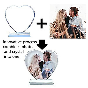 FANF&YKPY Personalized Crystal Custom Color Pictures - Heart-shaped Crystal Photo Frame, Birthdays, Wedding Anniversaries gift for her, Wedding Gifts, for Girlfriends, Husbands,Wife,Friends,Parents