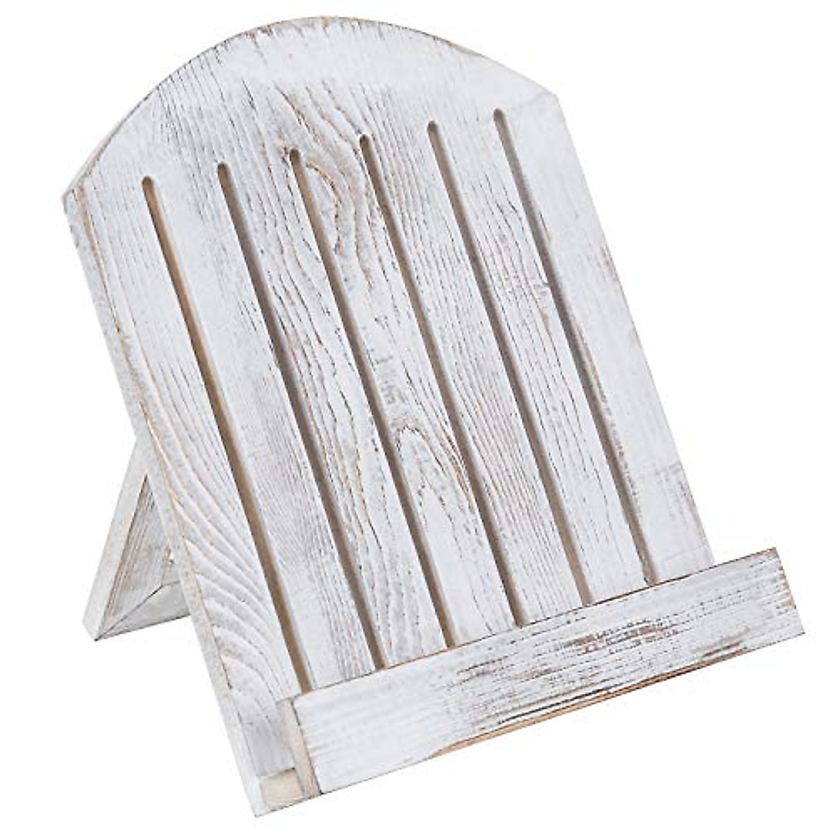 MyGift Shabby Whitewashed Wood Cookbook Holder Stand, Countertop Recipe Book Binder iPad Tablet Holder with Kickstand