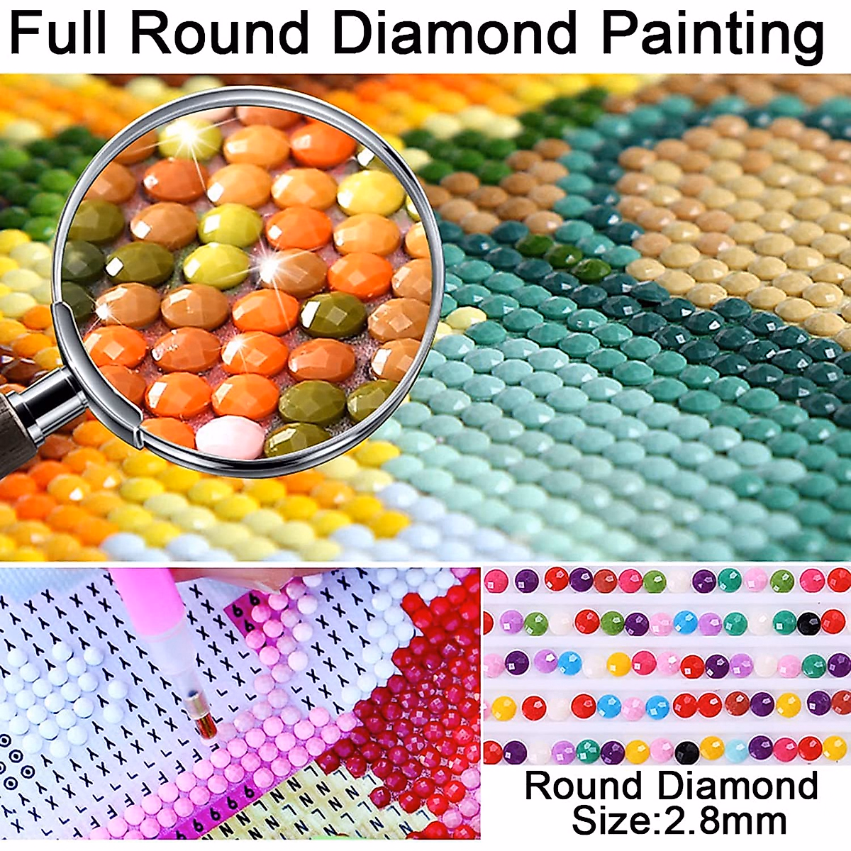 6 Pack Christmas Diamond Painting Kits for Adults ，5D DIY Diamond Art Full Round Drill Crystal Rhinestone Crafts - Gem Art Paint with Diamonds for Gift and Home Wall Decor 12X16Inch