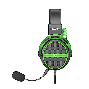Havit H2030E 3.5mm Gaming Headset 50mm Drivers, Detachable Microphone, Cross-Platform Compatibility_Black+Green