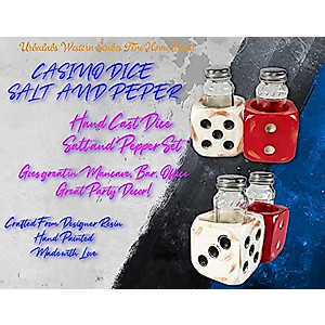 Urbalabs Gambler Poker Casino Dice Salt and Pepper Shaker Caddy Fun Gaming Kitchen Decorations Kitchen Ranch Decorations Rustic Cowboy Decor Hand Painted