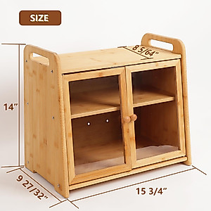 AMBIRD Bamboo Bread Box keep The Bread Fresh For Kitchen Counter-Large Capacity Wooden Bread Storage Container Farmhouse Bread Box with Window Bread Holder