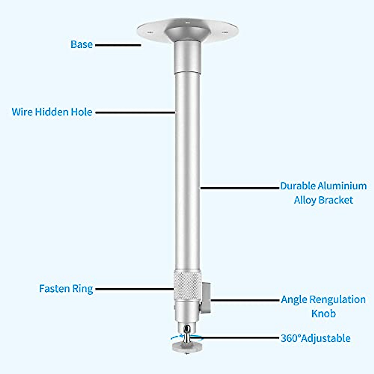 Tuimen Projector Mount, Projector Mount Drop Ceiling Extandable Length 11.8" - 18.89", Universal Projector Mount with Adjustable Projection Angle for DLP Projectors