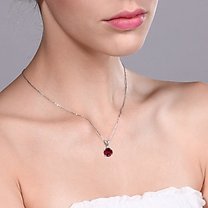 Gem Stone King 1.02 Ct Round Red Created Ruby White Created Sapphire 14K White Gold Pendant