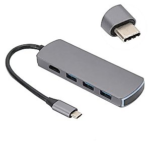 UBS Hub Extension, 6 in 1 USB3.0 Adapter Type C Multi‑Port USB C Expander Dock, to HDMI 4K Adapter Cable for Chrome Operating System/Windows7/8/10/XP/Linus/Vista