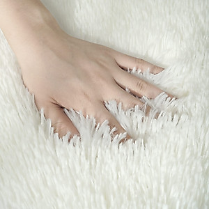 Espiraio Seat Cushion, Super Soft Comfortable Round Cushion, Non-Slip Fluffy Chair Cushion, Plush Chair Cover Chair Pads, Home Decor Cushions for Bedroom Sofa and Stools Floor Cushion 20 Inch White