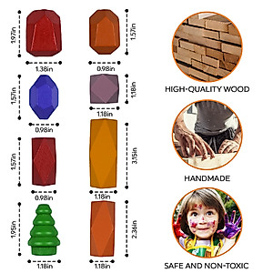 Ghims Kids Stacking Toys, 36 PCS Wooden Stacking Toys, Montessori Stacking Toys for Toddles, Balancing Stone Rocks Building Blocks Educational Preschool Toys, Colorful Game Lightweight Puzzle Set