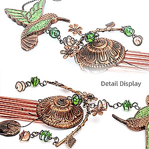 Wind Chimes - Hummingbird Wind Chimes for Outside Deep Tone 34 inches 5 Aluminum Tubes, Birthday Anniversary Hummingbird Gifts for Mom, Grandma, Daughter, Decoration for Home, Garden, Patio, Backyard