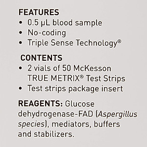 McKesson True METRIX Blood Glucose Test Strips for Diabetes [1200 Strips] Self-Monitoring System