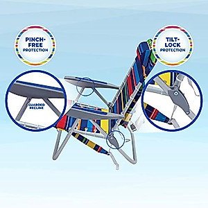 Rio Beach 4-Position Backpack Lace-Up Suspension Folding Beach Chair,Aluminum, Multi Stripe