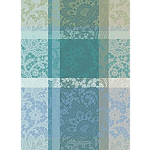 Garnier-Thiebaut Mille Dentelles Turquoise Kitchen Towel, 22"x30"