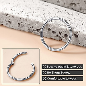 KeyStyle Surgical Steel Sleeper Tiny Hoop Earrings, Womens Nose Ring Septum Ring Helix Ring Daith Ring Lip Ring, 9mm