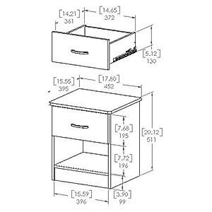 South Shore Libra 1-Drawer Nightstand-Pure Black