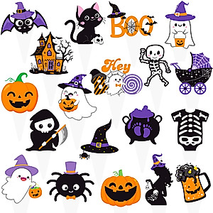48Pcs Hallooween Cupcake Toppers A Baby is Brewing Cupcake Toppers Halloween Baby Shower Cake Decorations Ghost Pumpkin Cupcake Picks for Happy Hallowwen Boo Baby Shower Birthday Party Supplies