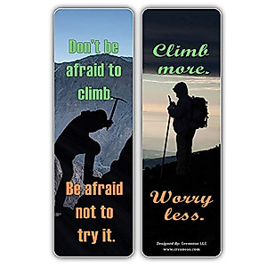 Creanoso Inspiring Rock Climbing Sayings (12-Pack) – Six Assorted Quality Bookmarker Cards Bulk Set – Premium Gift for Climbers, Professionals, Men & Women, Adults – Adventure Giveaway Ideas