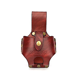 TOURBON Leather Tape Measure Holder for Belt (Brown - Small)