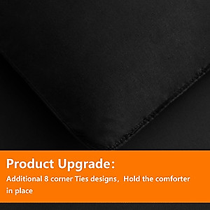 TAIMIT Black Full Size Comforter Set - 7 Pieces, Bed in a Bag Bedding Sets with All Season Soft Quilted Warm Fluffy Reversible Comforter,Flat Sheet,Fitted Sheet,2 Pillow Shams,2 Pillowcases