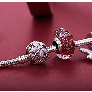 Bolenvi Pink Dragonfly Dragon Fly Ball 925 Sterling Silver Charm Bead for Pandora & Similar Charm Bracelets or Necklaces