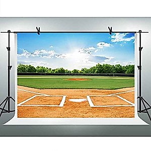 SOOUVEI Baseball Field Backdrop Polyester Stadium 7x5ft Outdoor Sport Green Grass Ballpark Photography Background Party Supplies Banner Home Decor Boy Student Birthday Portrait Photo Booth Studio Prop
