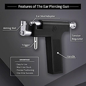 Ear and Nose Piercing Tool Stainless Steel Ear Piercing Gun with 18 Pairs Ear Stud for Salon and Home Use