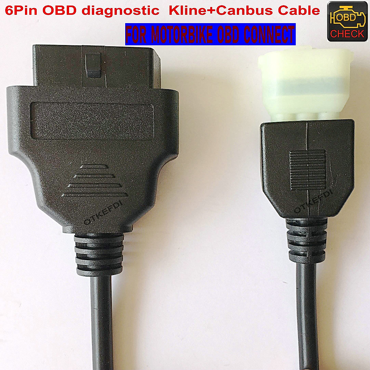 OTKEFDI OBD 6Pin Motorbike Diagnostic Adapter,Duke RC Motors Kline CAN-Bus OBD2 Diagnosis Connector 40CM