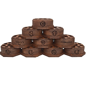 Personalized Laser Engraved Round Lighted Oak Cork Display fits Blanton's Bourbon Horse Cork Stoppers, Whiskey *Not made by or affiliated with Blanton's*