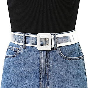 Allegra K Womens Clear Waist Belt Plus Size Skinny Belts for Jeans Dresses 60-85cm/23.62-33.46" White