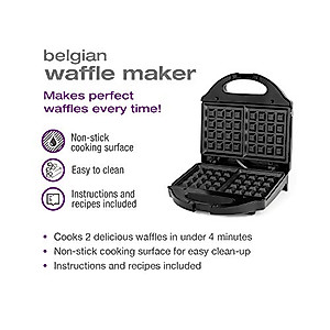 Salton WM1075BK Waffle Maker, 2, Black