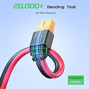 Bateria Power 3.3FT Solar Connector to XT60 Adapter Extension Cable, 12AWG Solar Panel to XT60 Charge Extension Cable for RV Foldable Solar Panel, Portable Power Station, Solar Generator (1PCS)