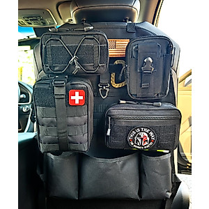 Vviitop Molle Seat Back Organizer, Tactical Car Seat Cover Organizer Panel with Pouches, Molle Universal Vehicle Panel (Black)